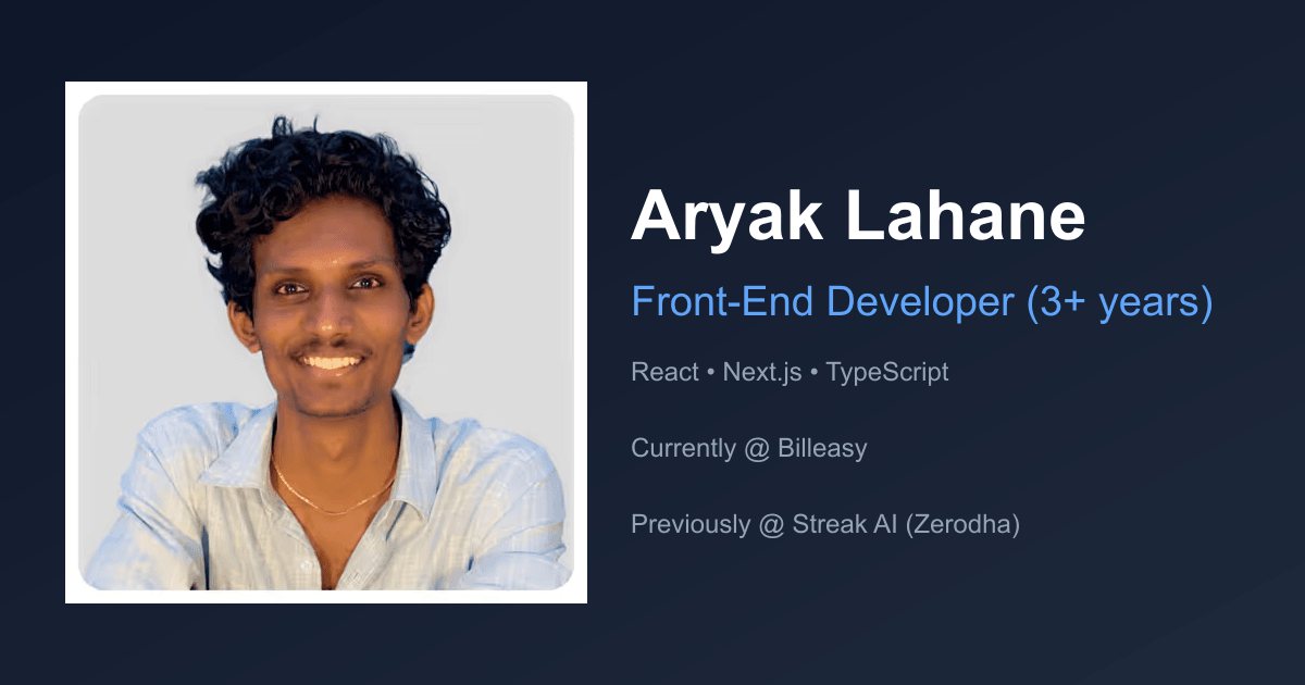 Aryak Lahane - Front-End Developer | React & Next.js Specialist